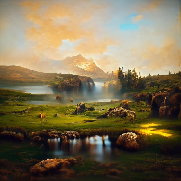 Liminal landscape beautifully lit Albert Bierstadt [8K 3D 8k resolution ...