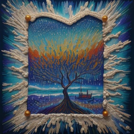 Majestic Indigenous Beaded Necklace in Neo-Express... - AI Art