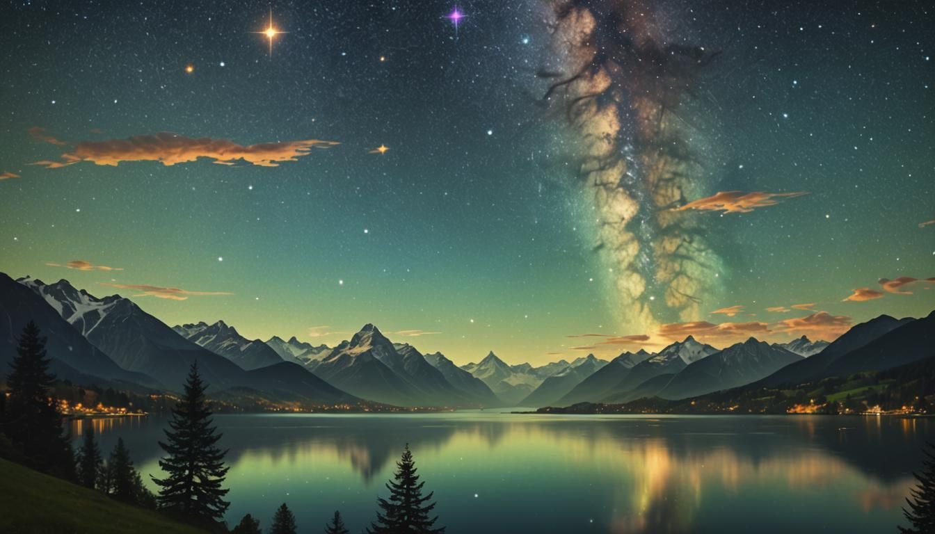 Starry lake - AI Generated Artwork - NightCafe Creator