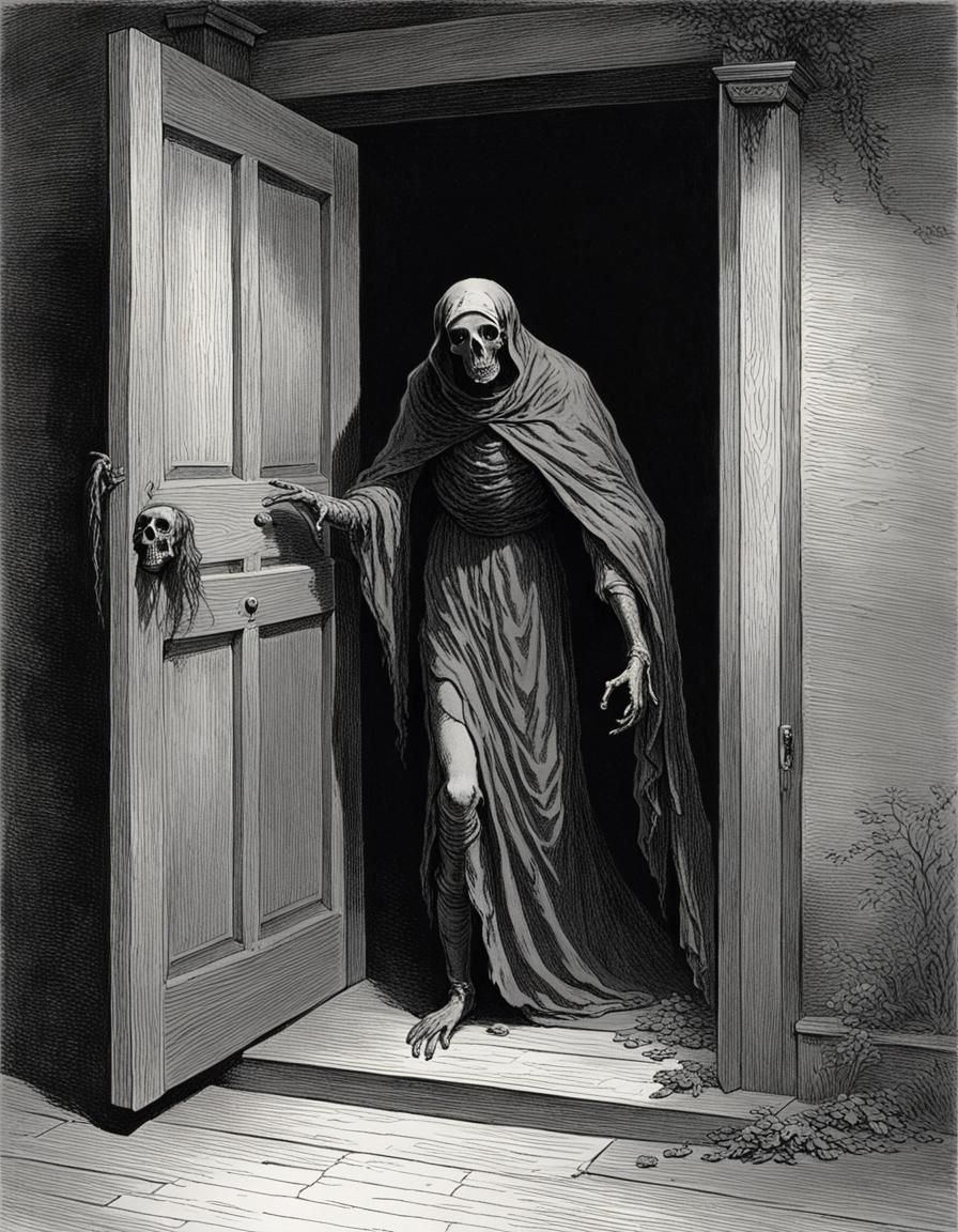 Death arrives at the door - AI Generated Artwork - NightCafe Creator