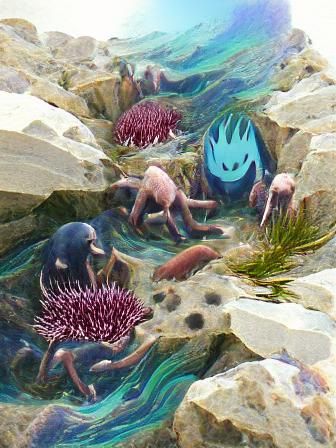 The first land creatures emerge from a rockpool - AI Generated Artwork ...