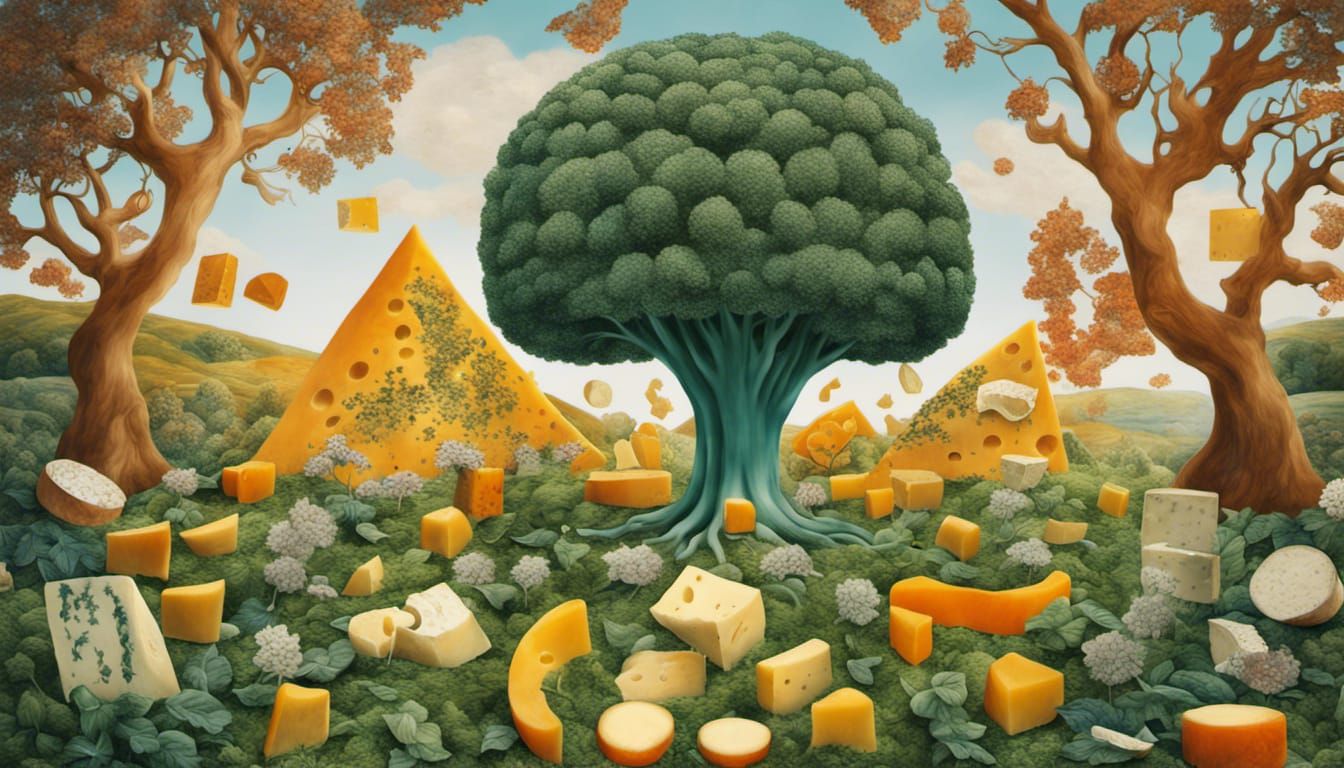 A cheese Garden made from Swiss cheese, cheese plants, cheese tree ...