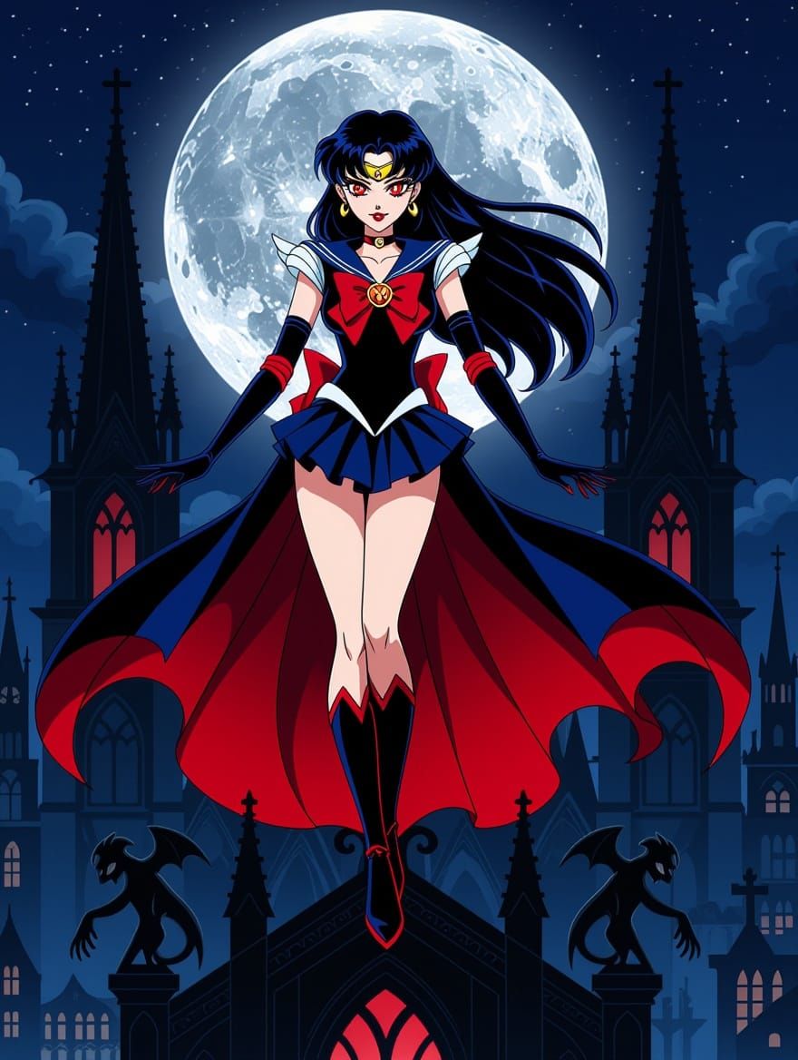 Gothic Vampire Sailor Moon Reigns Supreme - AI Art