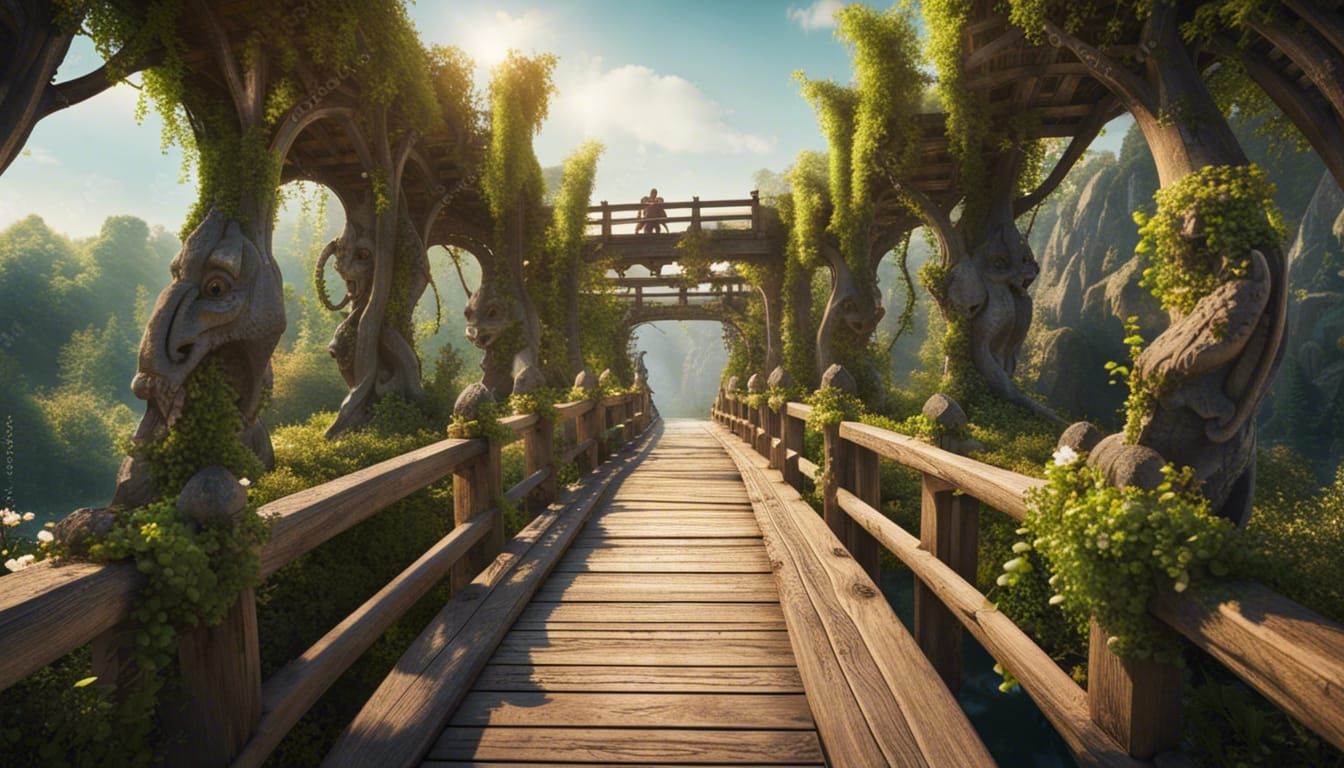 Ancient overgrown bridge - AI Generated Artwork - NightCafe Creator