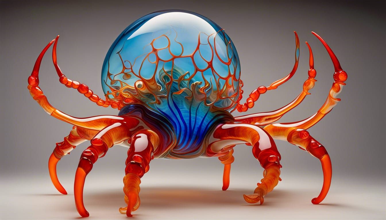 Alien glass blown horse shoe crab sculpture... - AI Generated Artwork ...