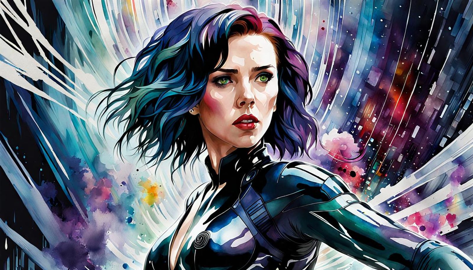 Scarlett Johansson as Mira Killian " Ghost in the Shell " - AI Generated Artwork - NightCafe Creator