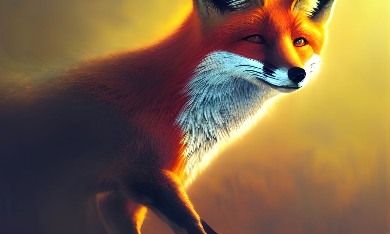 Fox - Colorful Fox Face as Detailed Oil Painting