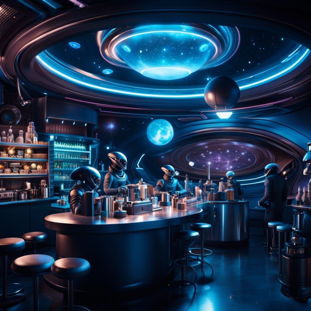 Coffee Shop in Space - AI Generated Artwork - NightCafe Creator