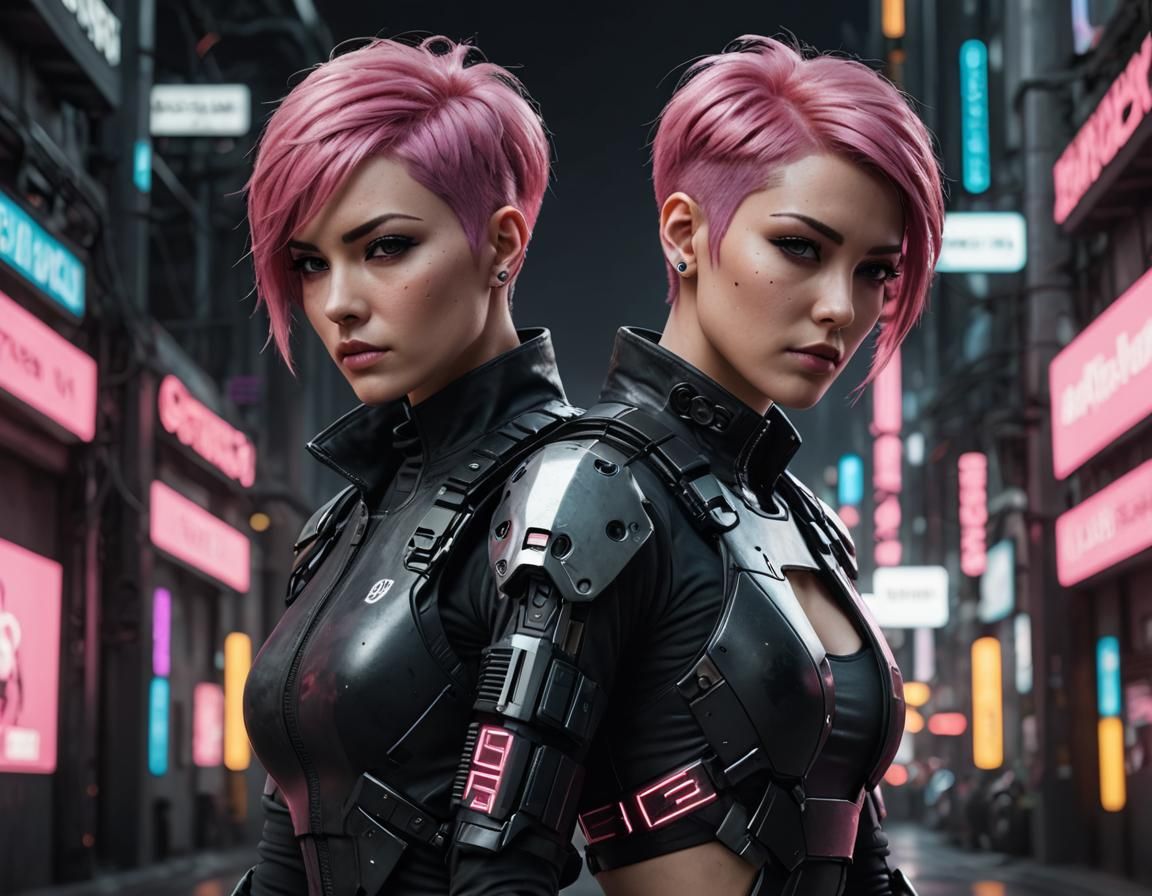 Cyberpunk Twins - AI Generated Artwork - NightCafe Creator