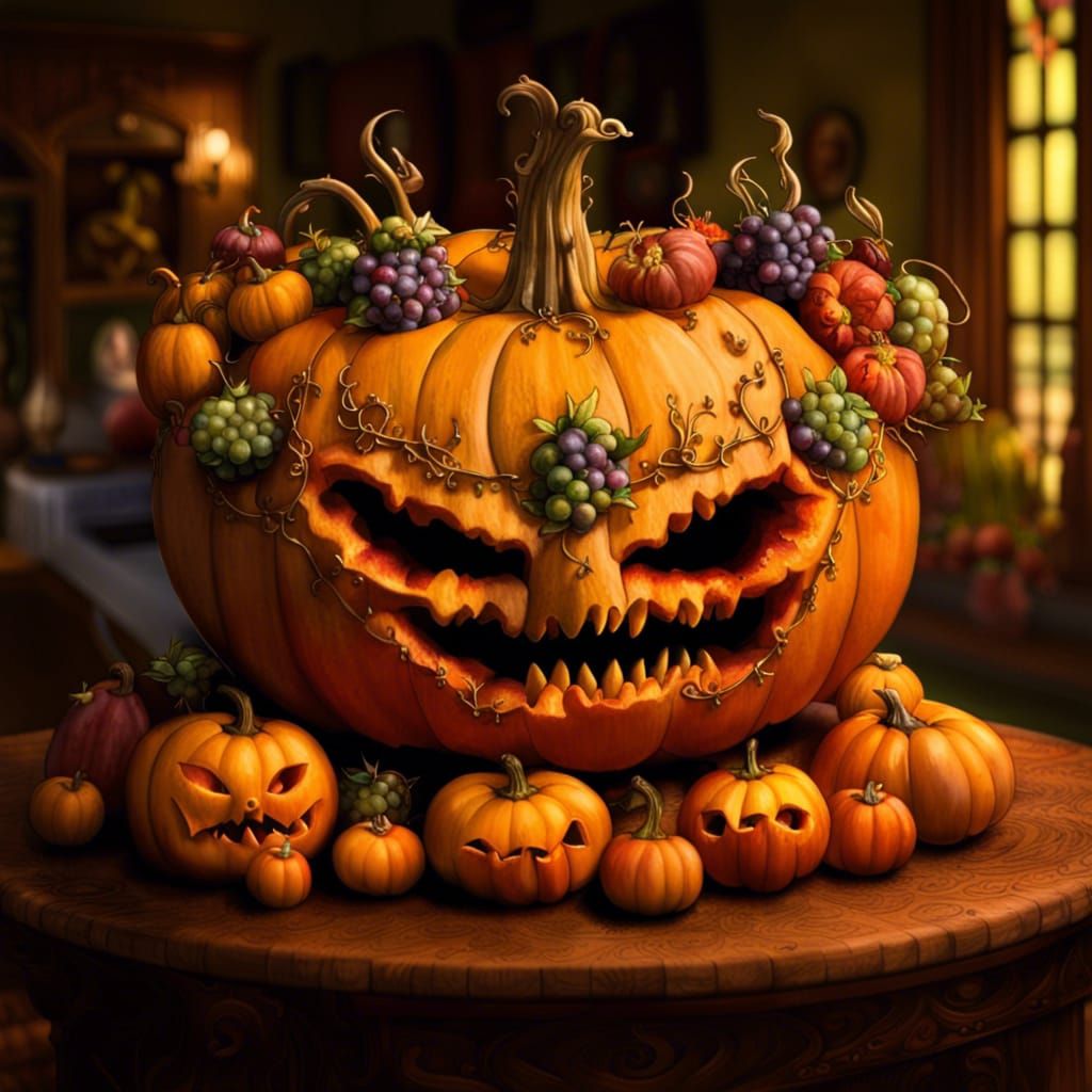 Halloween Fruit Display - AI Generated Artwork - NightCafe Creator