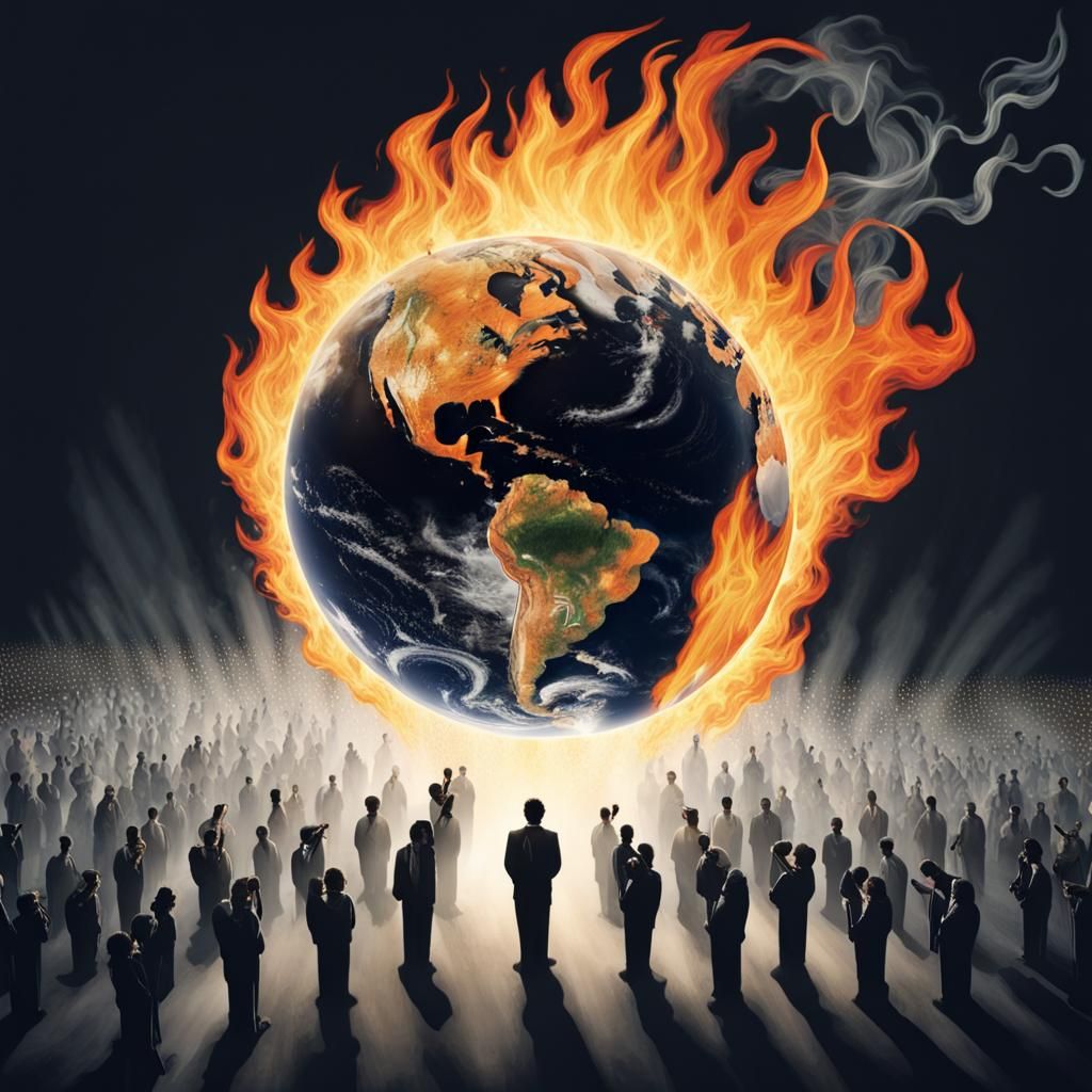 World problem stands engulfed in metaphorical flames - AI Generated ...