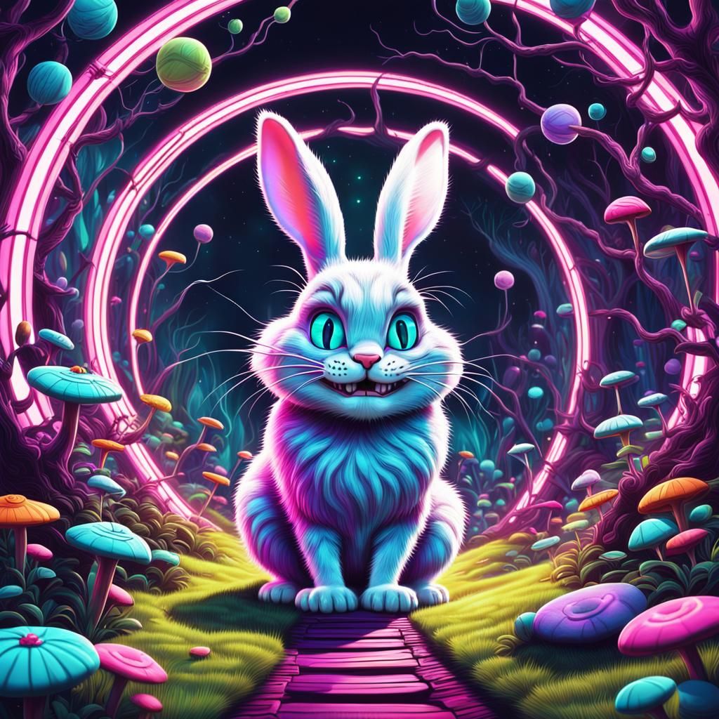 funny rabbit in synthwave style - AI Generated Artwork - NightCafe Creator