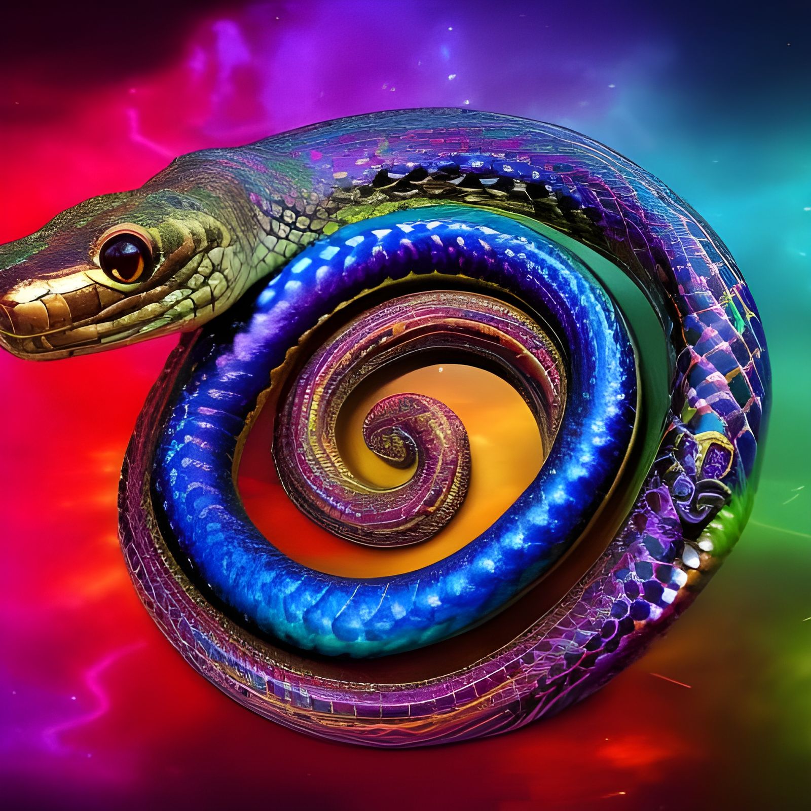 Rainbow Serpent Spiral Illusion - AI Generated Artwork - NightCafe Creator