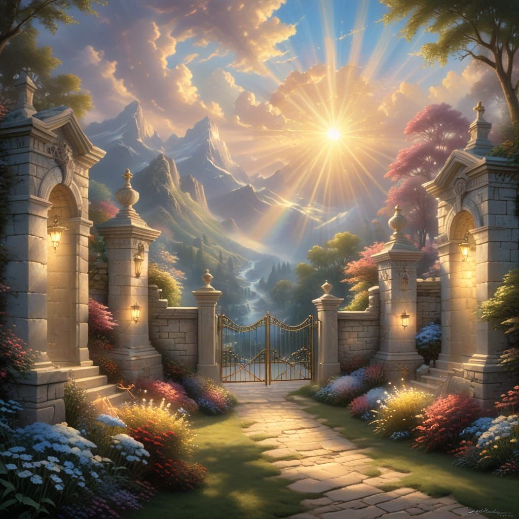 Biblical Heaven Scene with Divine Light - AI Art