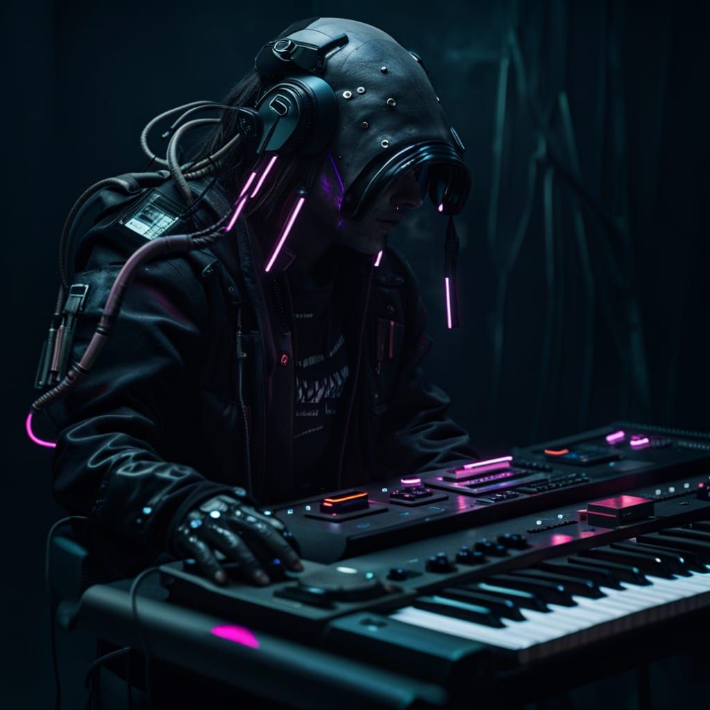 Dark wave post apocalyptic emo music keyboard synthesizer robotic ...