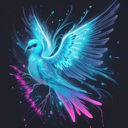 STUNNINGLY BEAUTIFUL happy Bioluminescence birds FINELY DETAILED with ...
