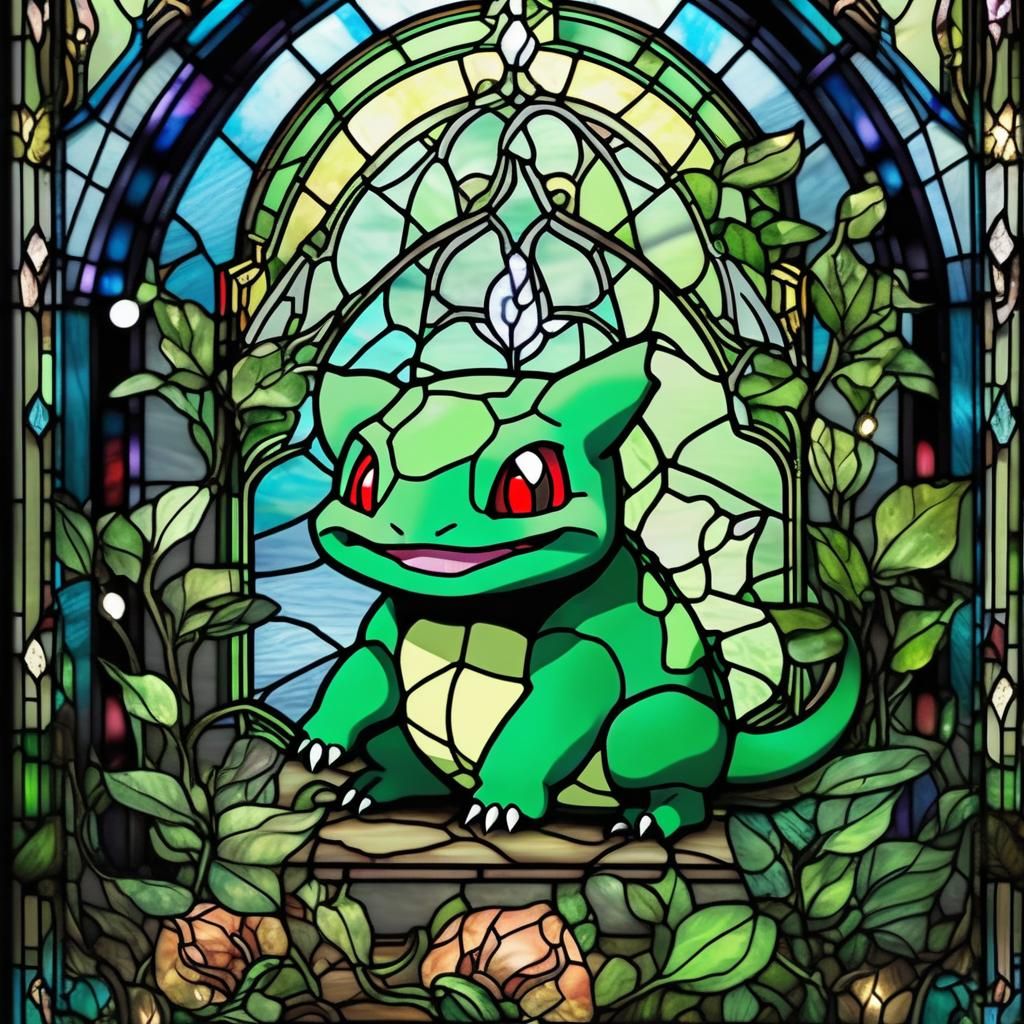 Bulbasaur stained glass - AI Generated Artwork - NightCafe Creator