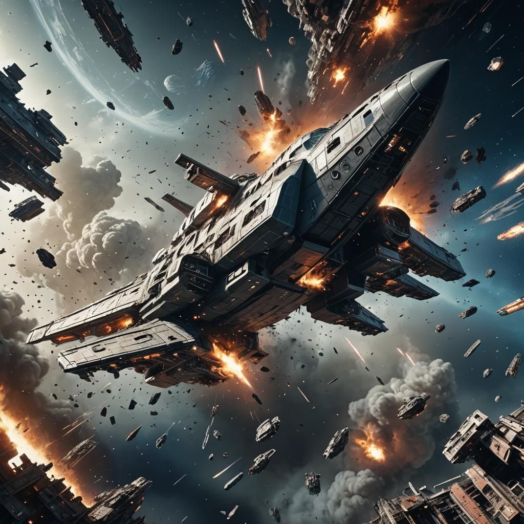 space ship falling apart disintegrating at the seams - AI Generated ...