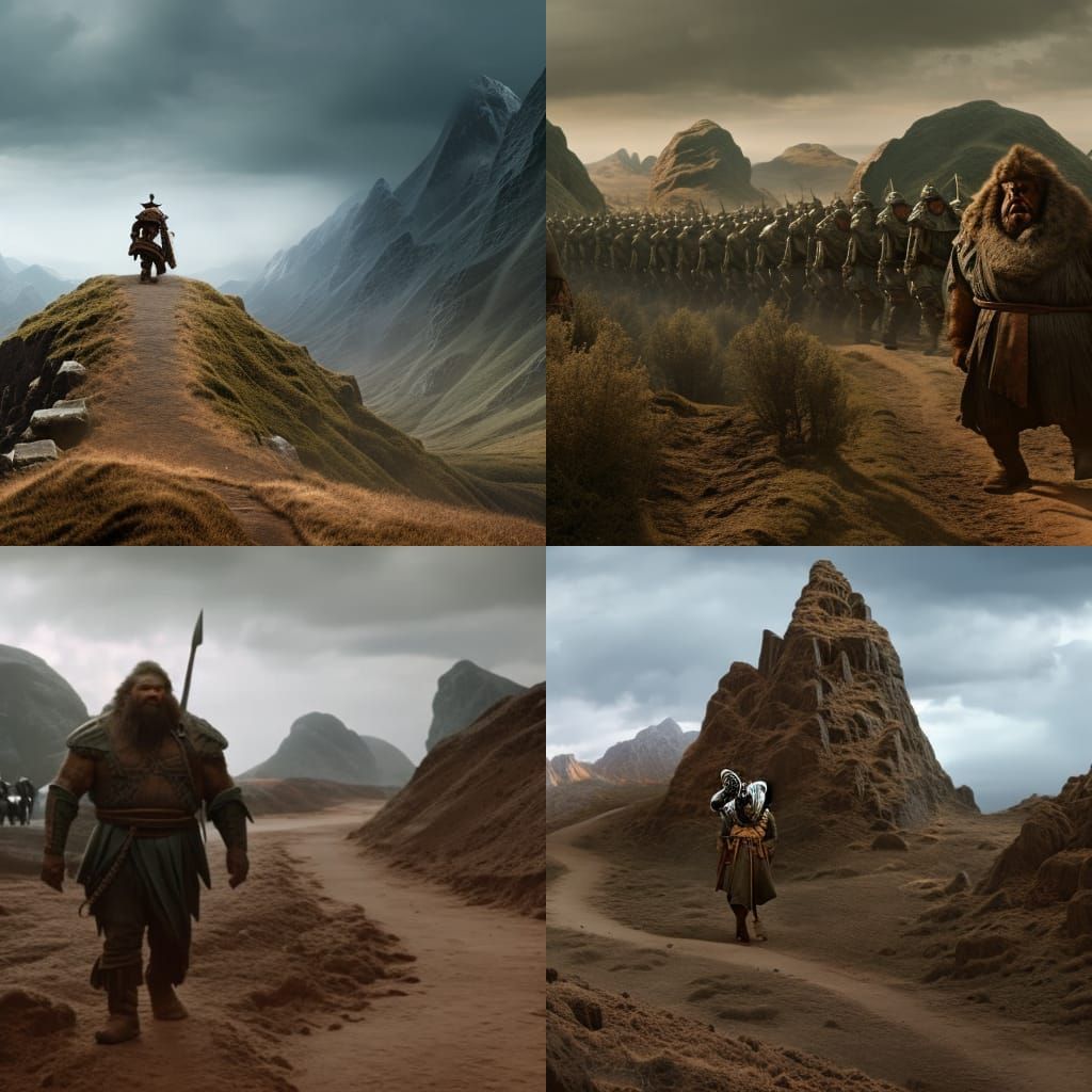 very old highly detailed photograph of a giant ogre walking down a ...