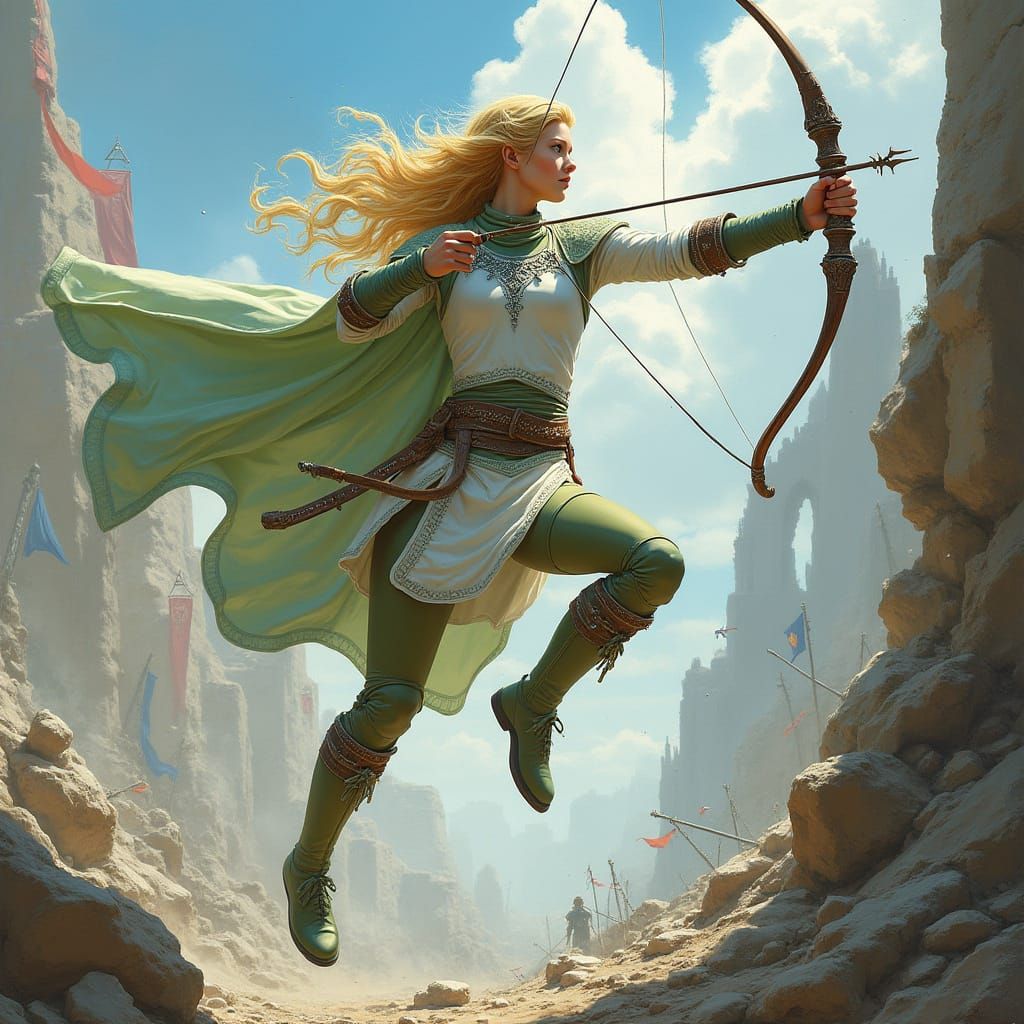 Female Elf Liberator - Ethereal Elf Warrior in Flight
