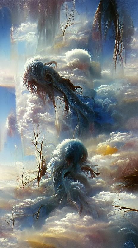 Eldritch being emerging from the mist - AI Generated Artwork ...