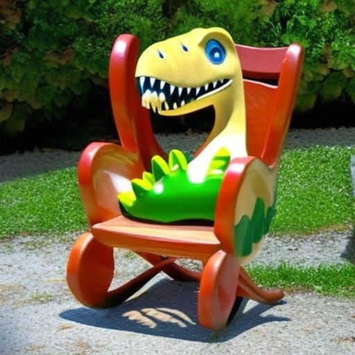 Dinosaur in a rocking chair - AI Generated Artwork - NightCafe Creator
