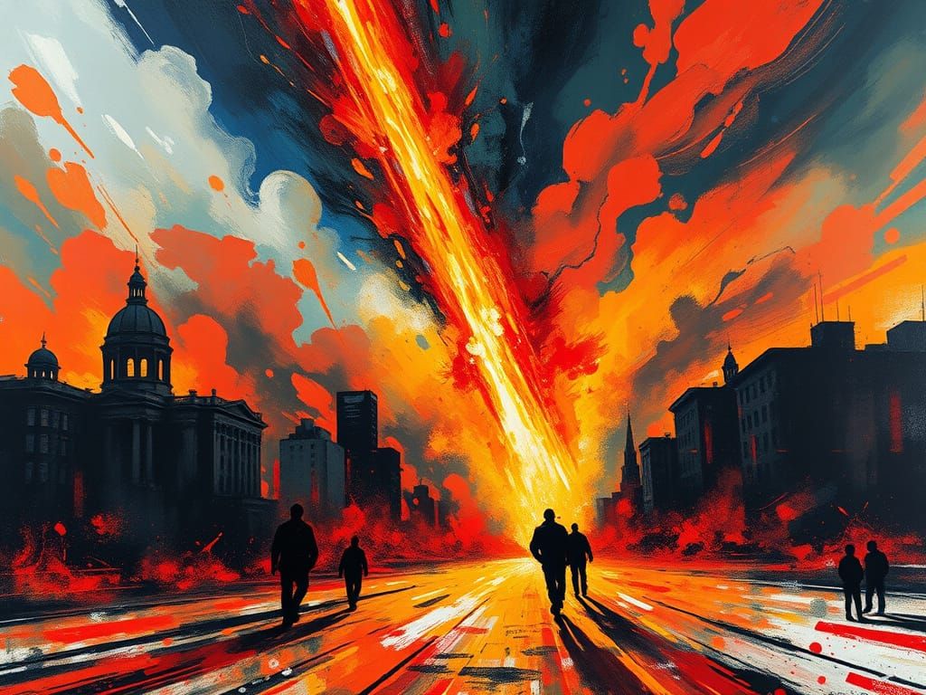 COMET - Apocalyptic Comet in Vivid, Abstract Expressionist...