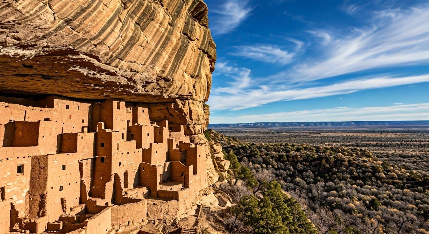 New Mexico pueblo cliff village - New Mexico pueblo cliff vi...