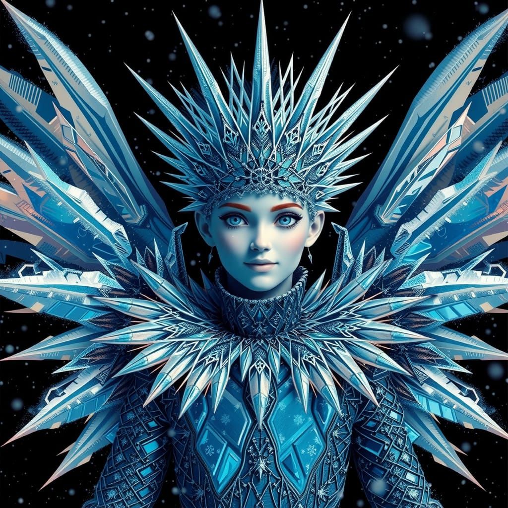 Ethereal Ice Vortex in Vibrant Patterns - AI Art