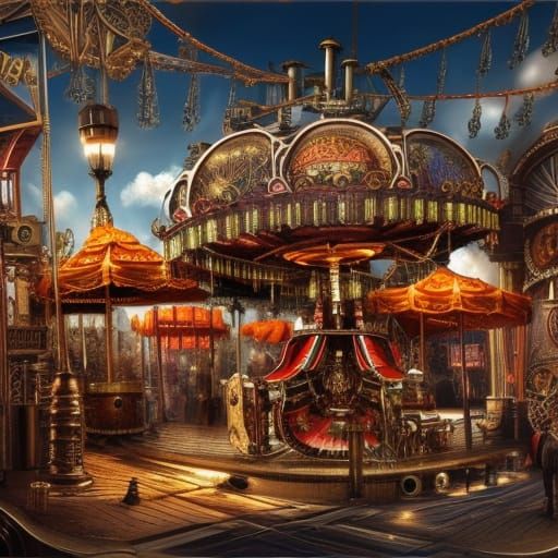 Steampunk, Fairground Rides - AI Generated Artwork - NightCafe Creator