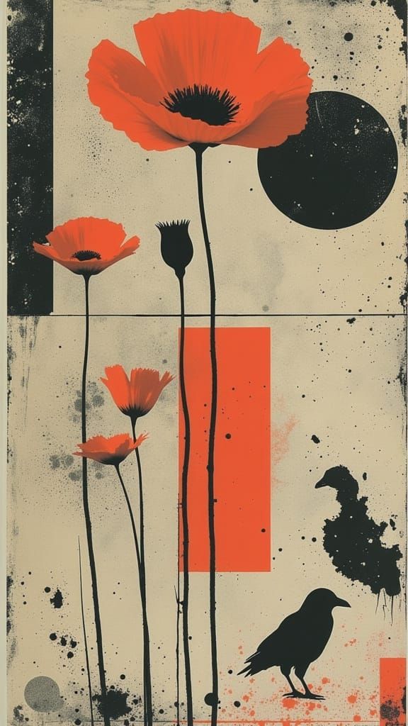 Vibrant Poppy Blooms Adorn a Hand in Golden Ratio ... - AI Art