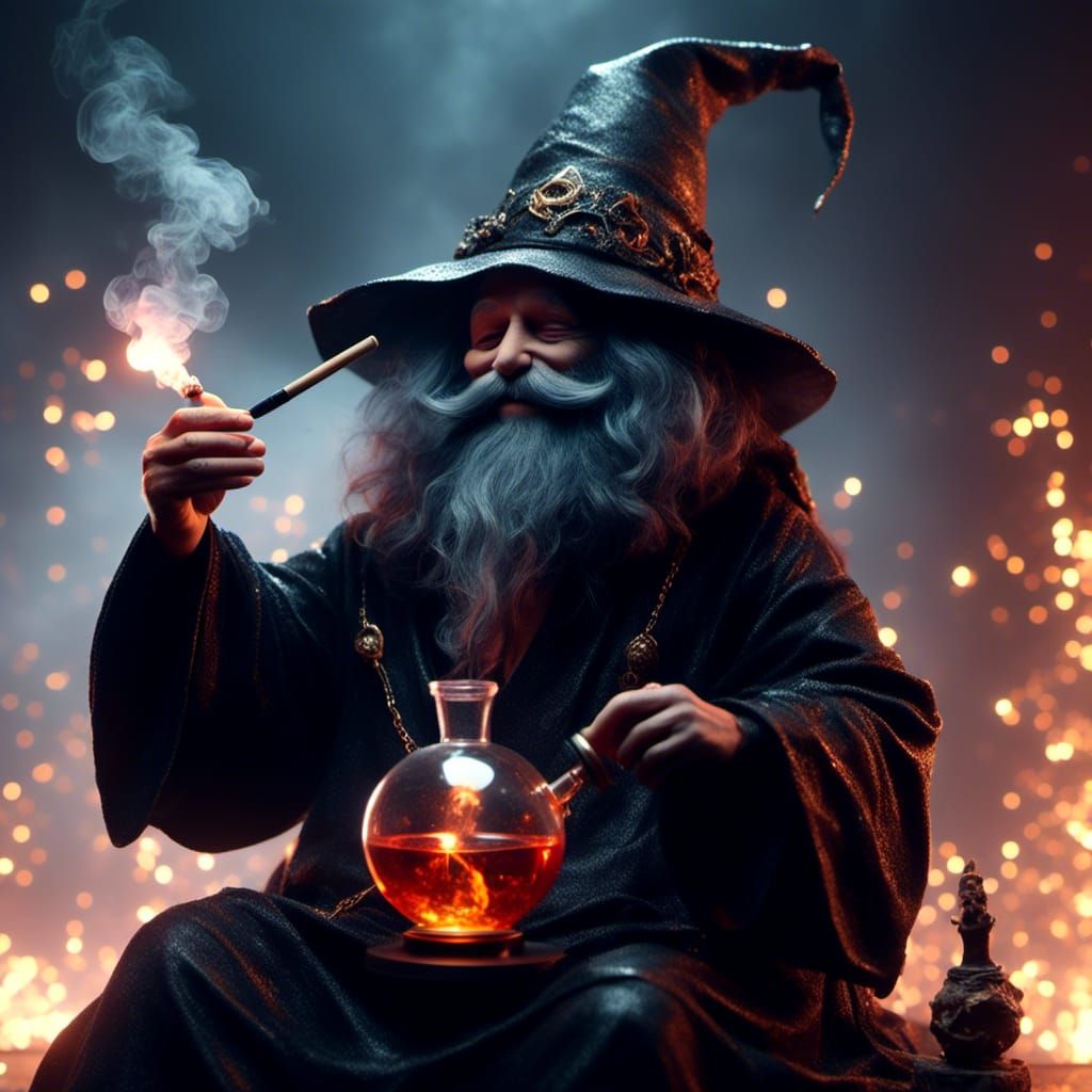 ultra-high quality evil wizard smoking a bong - AI Generated Artwork ...