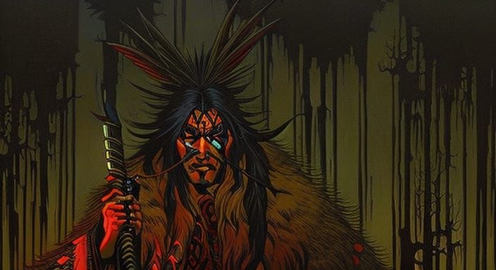 "30-yeard-old Male Native American Shaman Vampire" epic cosmic Dark ...