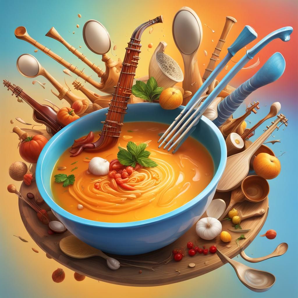 Musical bowl of soup. - AI Generated Artwork - NightCafe Creator