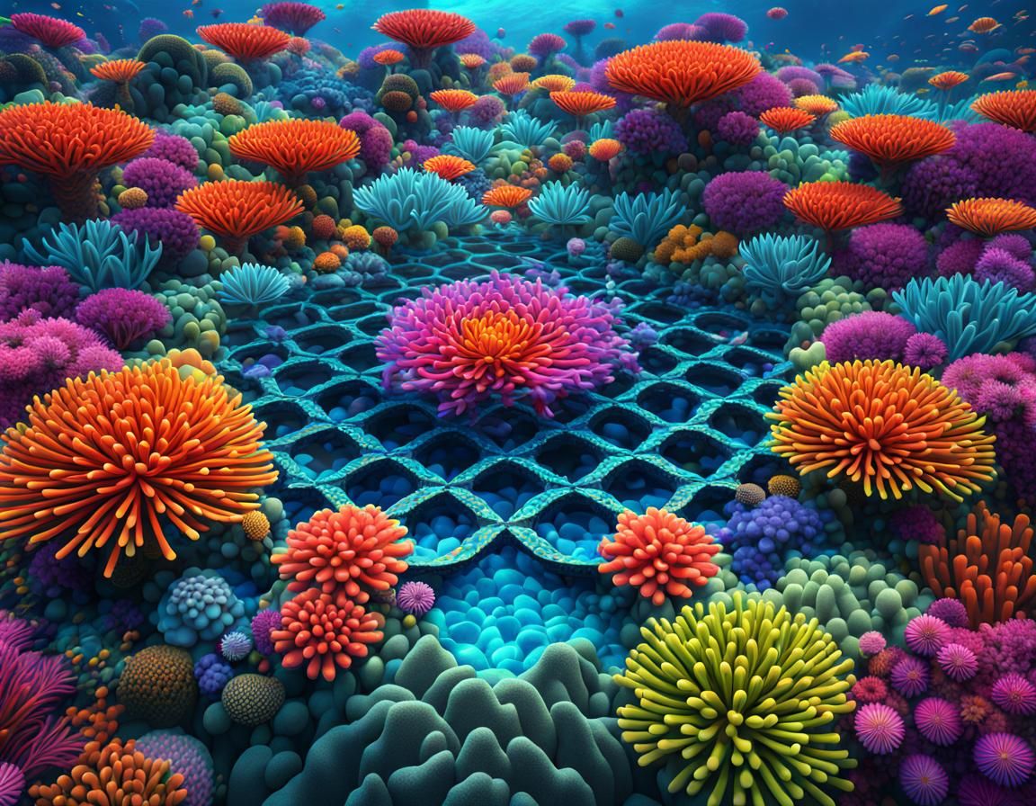 Coral Reef Sacred Geometry - AI Generated Artwork - NightCafe Creator