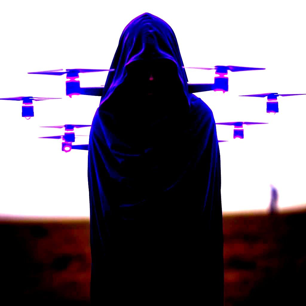 Ethereal Purple Goddess Surrounded by Flashing Dro... - AI Art