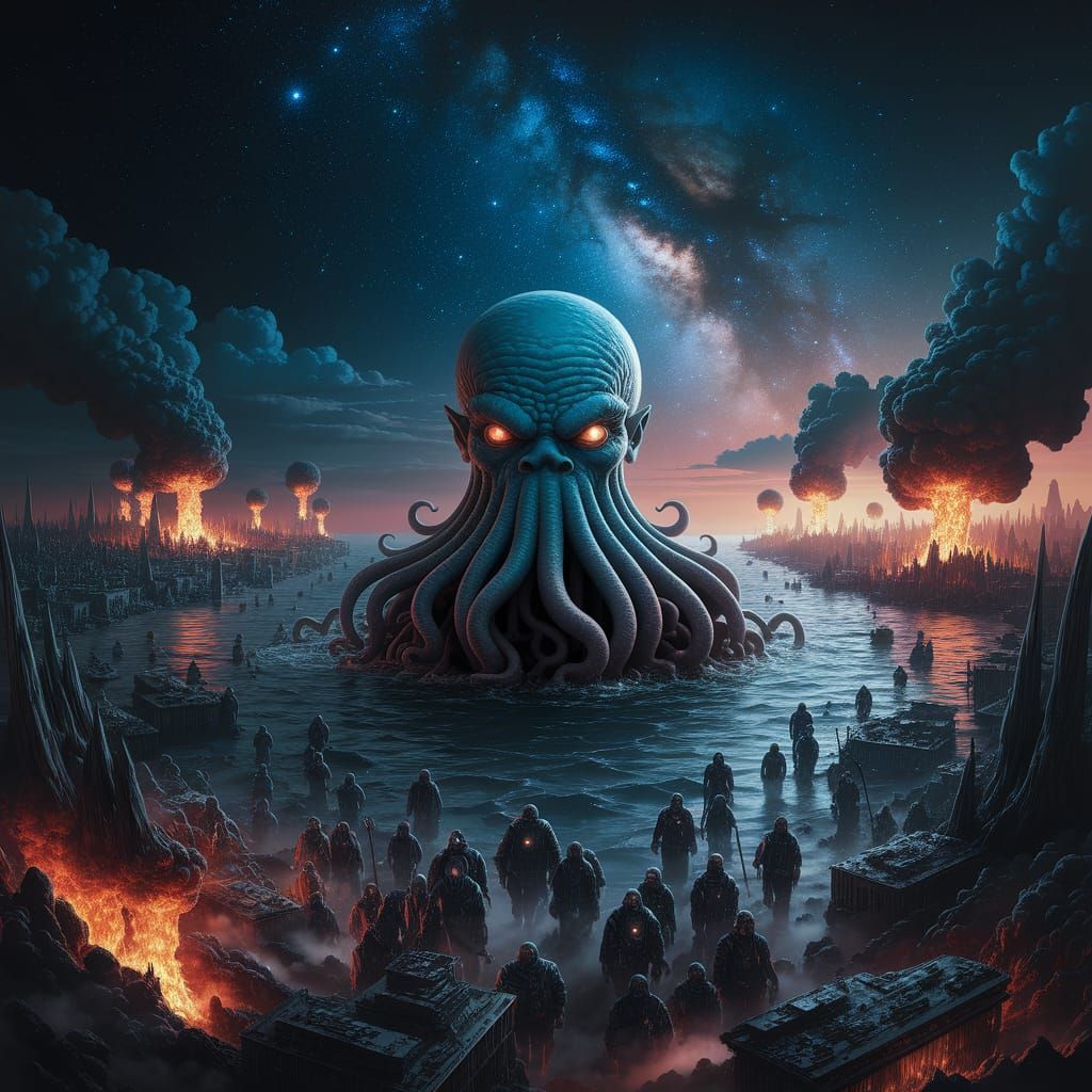 Cthulhu Rises: Apocalypse Unleashed Under Starlit ... - AI Art