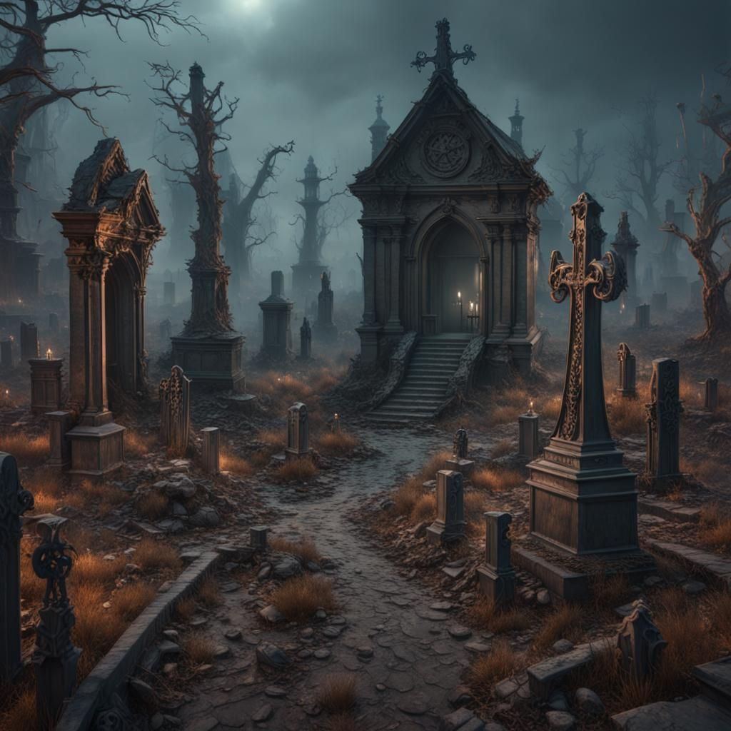 Graveyard, rotting skeletons - AI Generated Artwork - NightCafe Creator