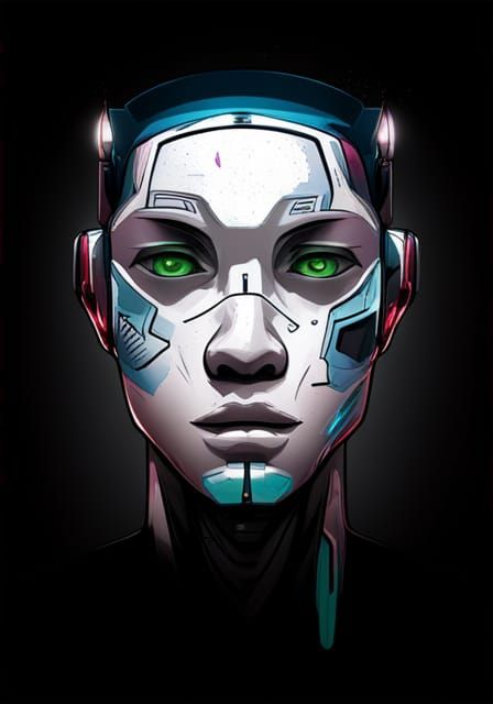 Robot Man with real human features graffiti art, splash art, street art ...