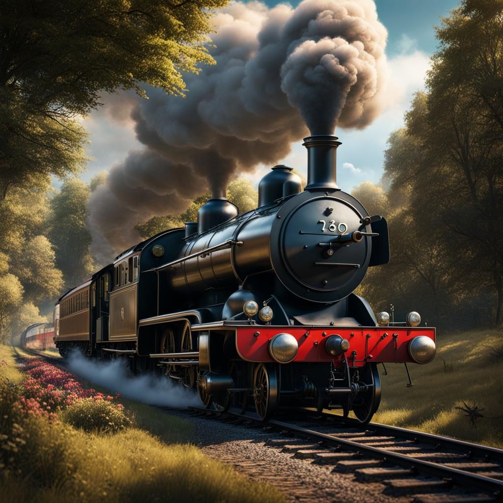 British steam train in the countryside sketch image no detail - AI Generated Artwork - NightCafe ...