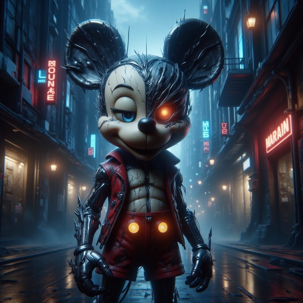 Cyborg Mickey Mouse in Industrial Futurist Aesthet... - AI Art