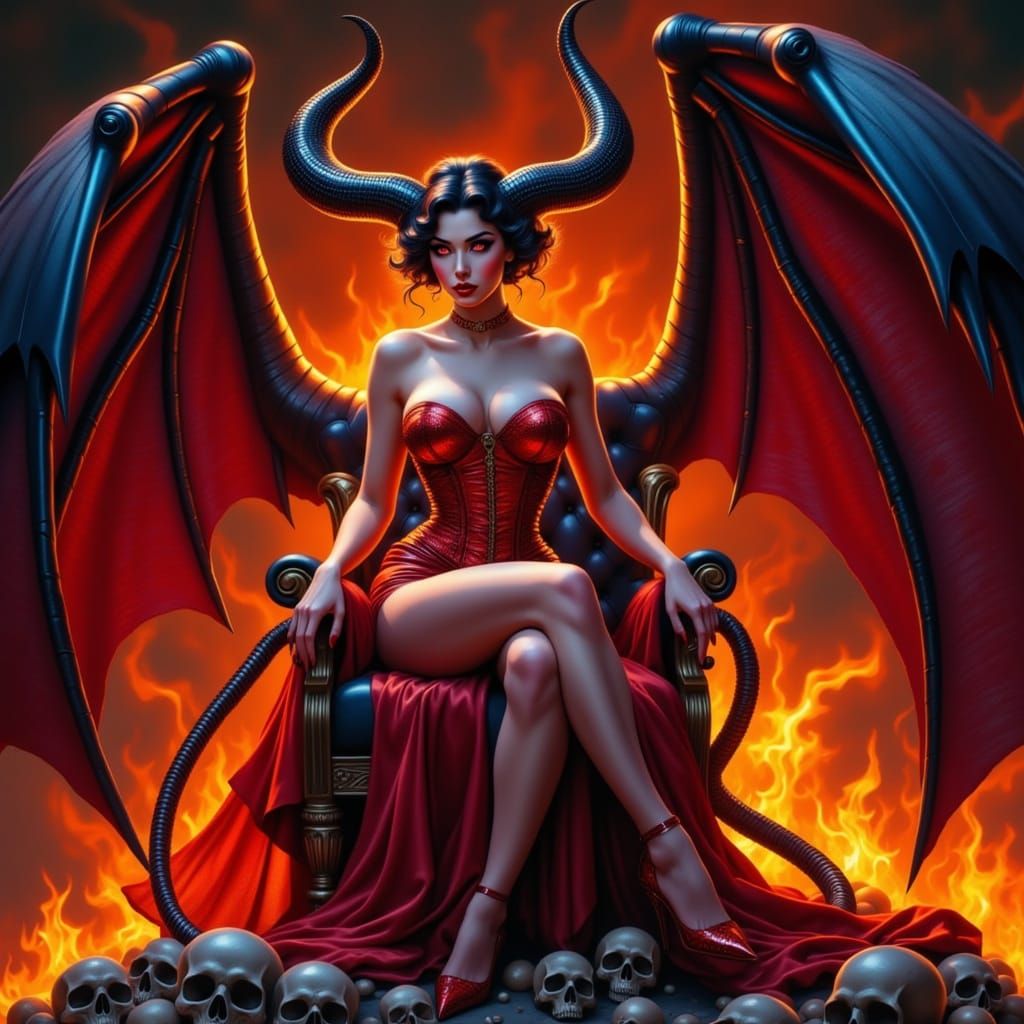 Ethereal Succubus in Vibrant Neon Splendor - AI Art