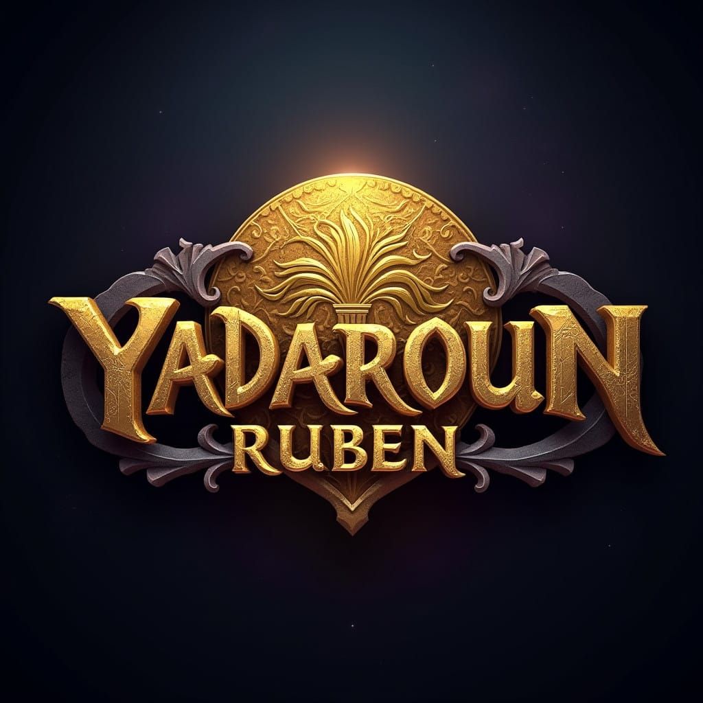 Luxurious Logo of Yadaroun Ruben in Golden Fantasy... - AI Art
