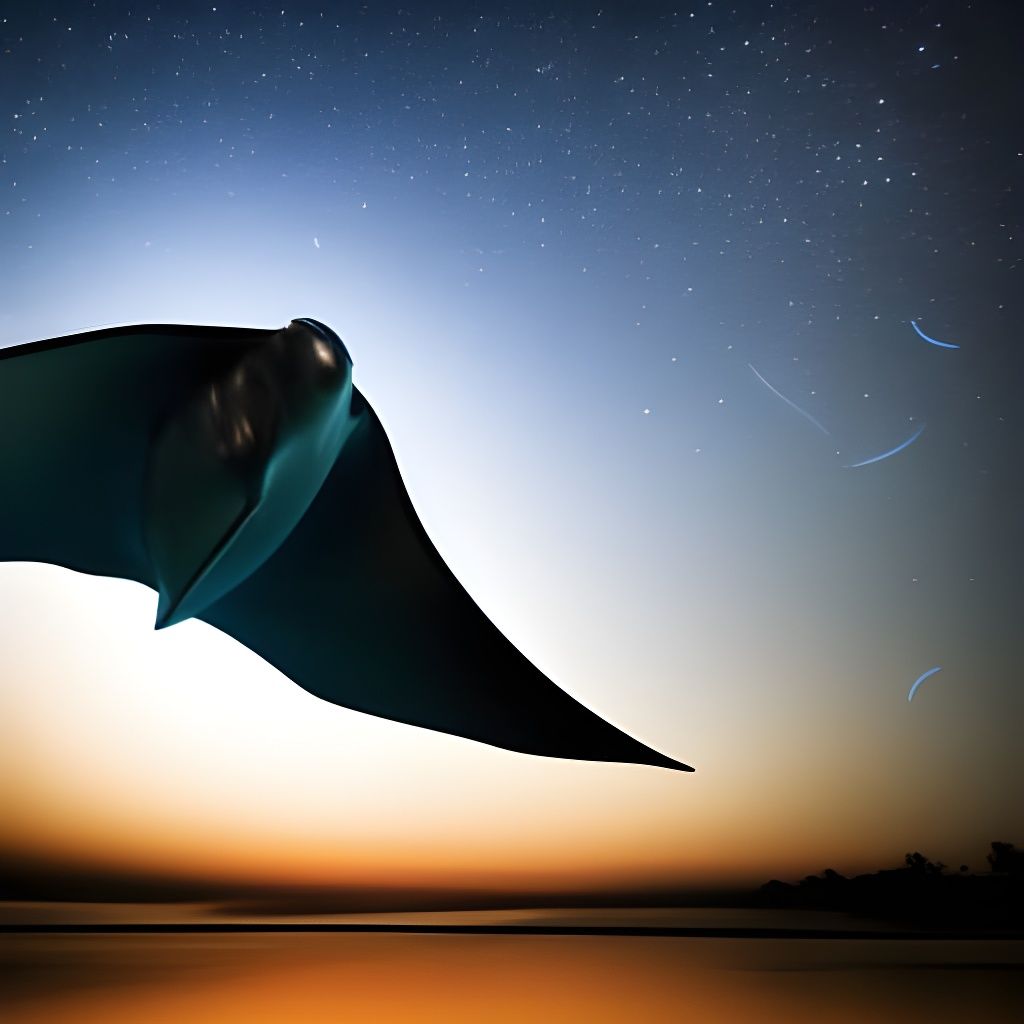 Giant manta ray flying in a starry sky - AI Generated Artwork ...