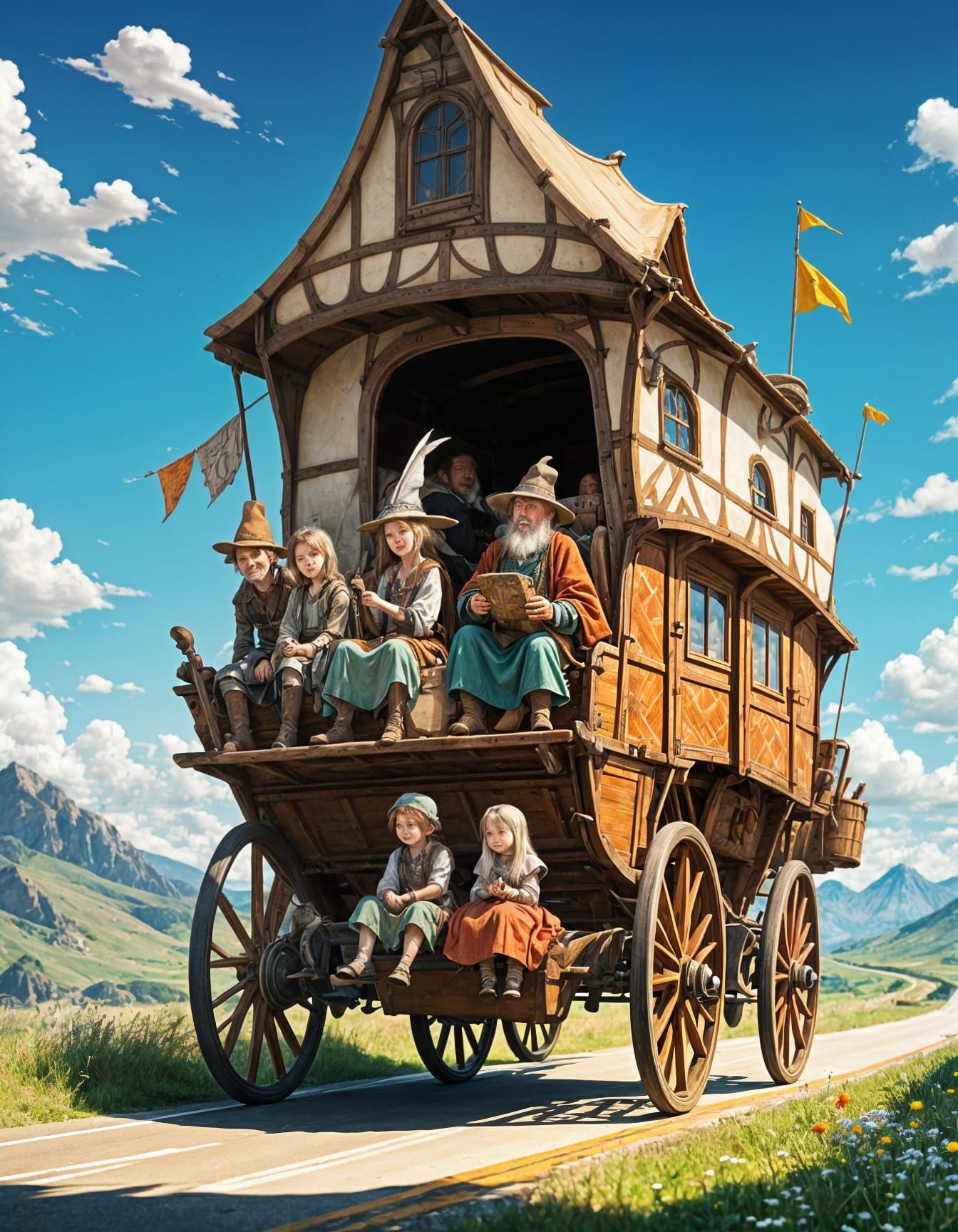 Magically powered caravan - Whimsical Medieval Caravan Adve...