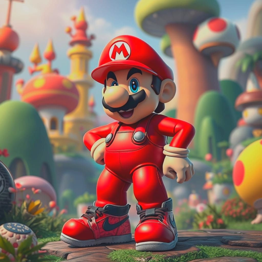 Stern Mario in Red and Black Jordans - AI Art