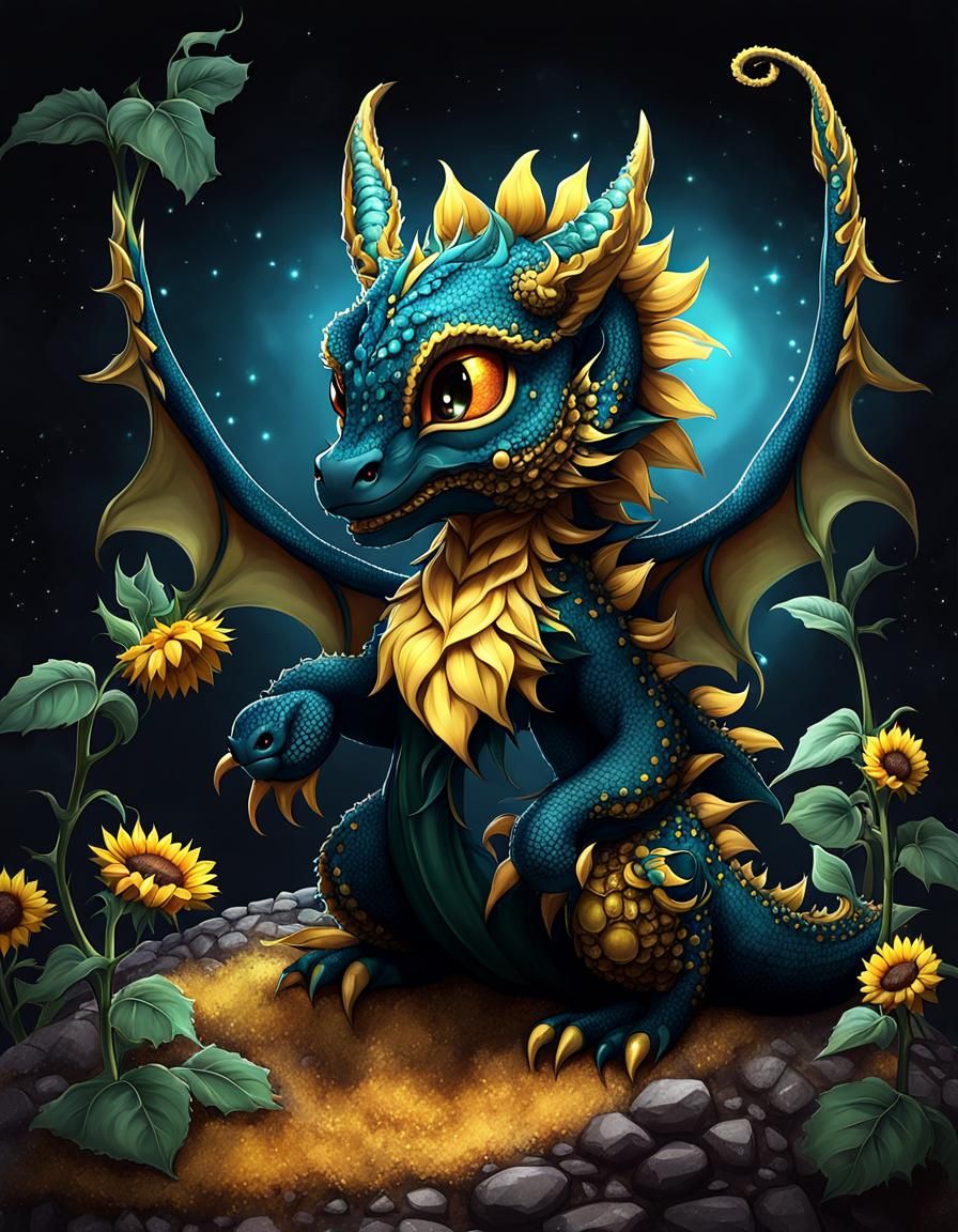 Sunflower Dragon - AI Generated Artwork - NightCafe Creator
