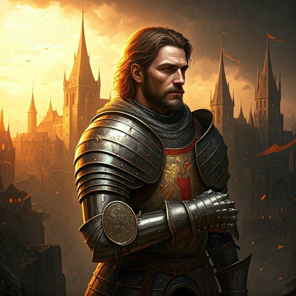 Medieval Knight Returns Home in Warm, Golden Light - AI Art