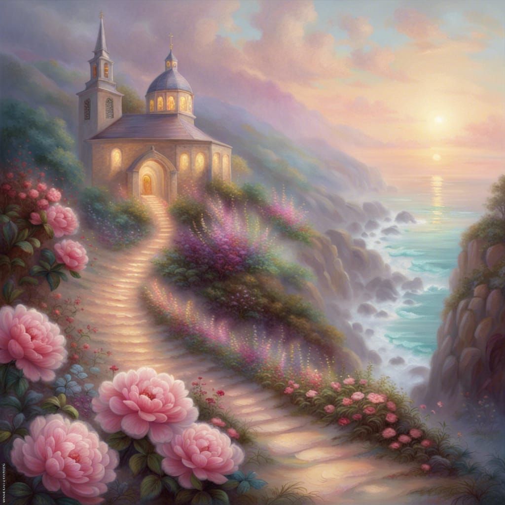 styles: oil painting, super resolution, fantasy path with gorgeous ...