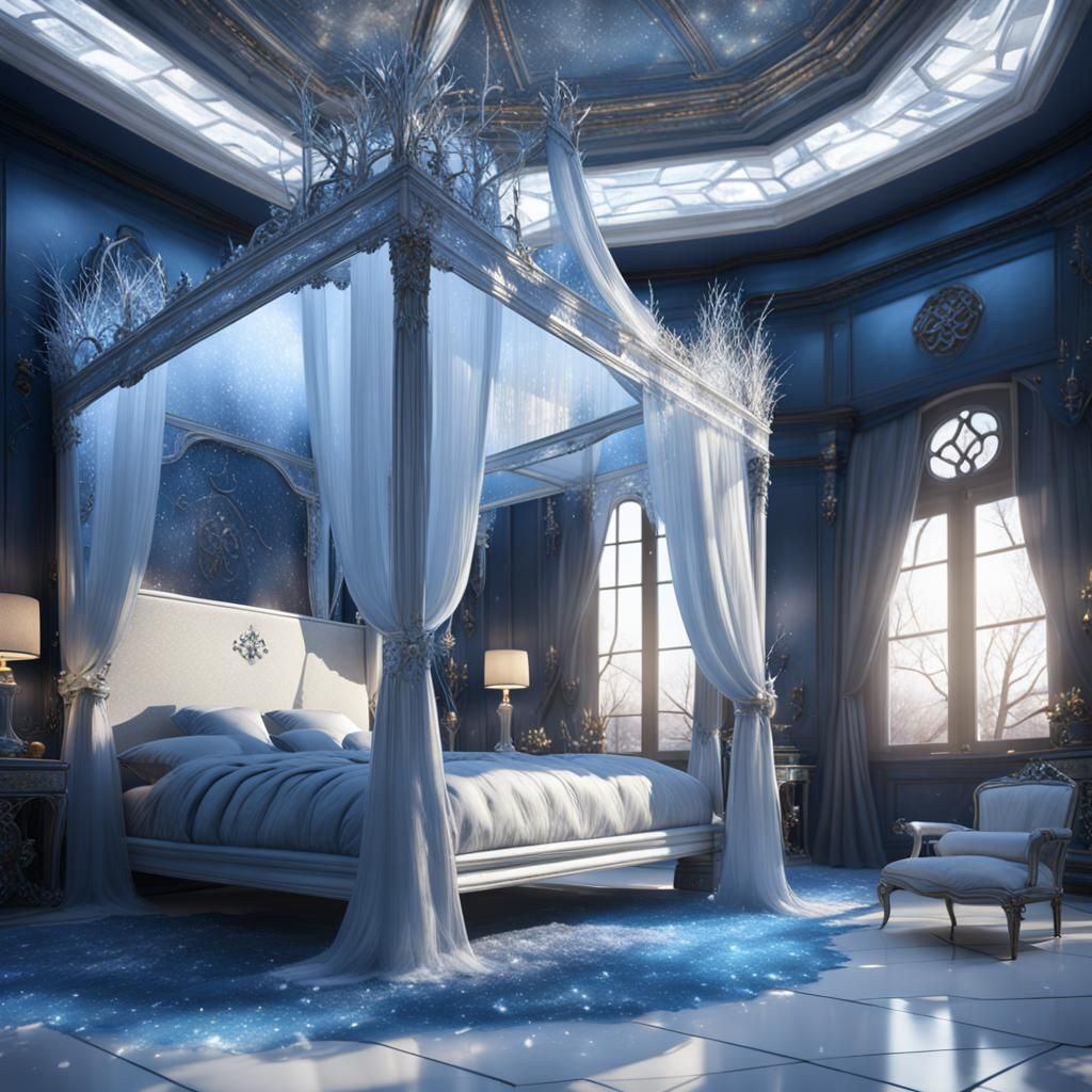 Ice Queen Bedroom 3 - AI Generated Artwork - NightCafe Creator